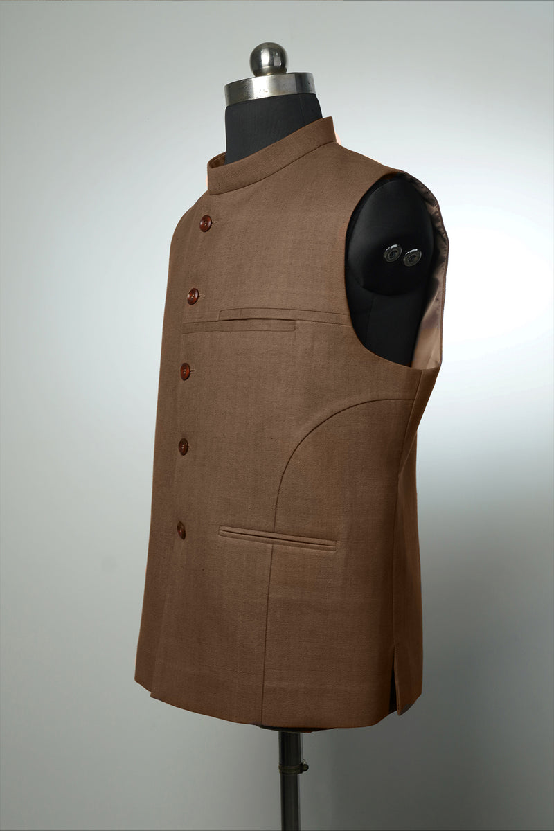 Brown Panelled Khadi Nehru Jacket – Airavata Weaves and Textiles